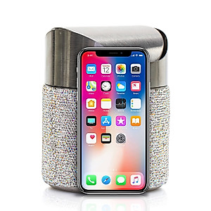 TISHAA Decorative Mini Size Trash Can Wastebasket – Garbage Container Bin Waste Basket Crystal Rhinestone Bedazzled Glitter Deco Vanity Home Office Desk, Perfect for Vanity and Small items
