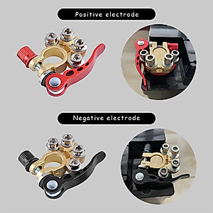 2PCS Car Battery Terminal Connector, Positive Negative Battery Cable Ends, Automotive Terminal Clamps Connectors, 4 Way Quick Release Disconnect Car Battery Terminal Compatible with Cars Vans Trucks