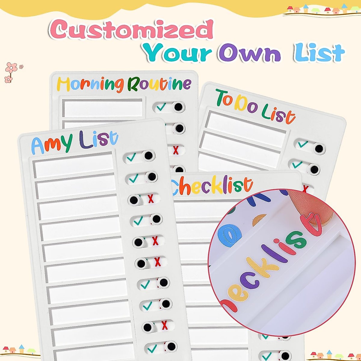 2 Pieces Dry Erase Chore Chart Blank To Do List Checklist Board ADHD Tools for Kids with Detachable Cardstock DIY Alphabet Stickers for Home Routine Planning (Minimalist)
