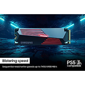 SAMSUNG 990 PRO w/ Heatsink SSD 2TB PCIe 4.0 M.2 Internal Solid State Hard Drive, Fastest Speed for Gaming, Heat Control, Direct Storage and Memory Expansion, Compatible w/ Playstation5, MZ-V9P2T0CW
