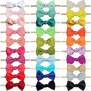 CellElection 30PCS Baby Nylon Headbands 3.75Inch Hair Bows Soft Nylon Hair Bands Hair Accessories for Baby Girls Newborns Infants Toddlers