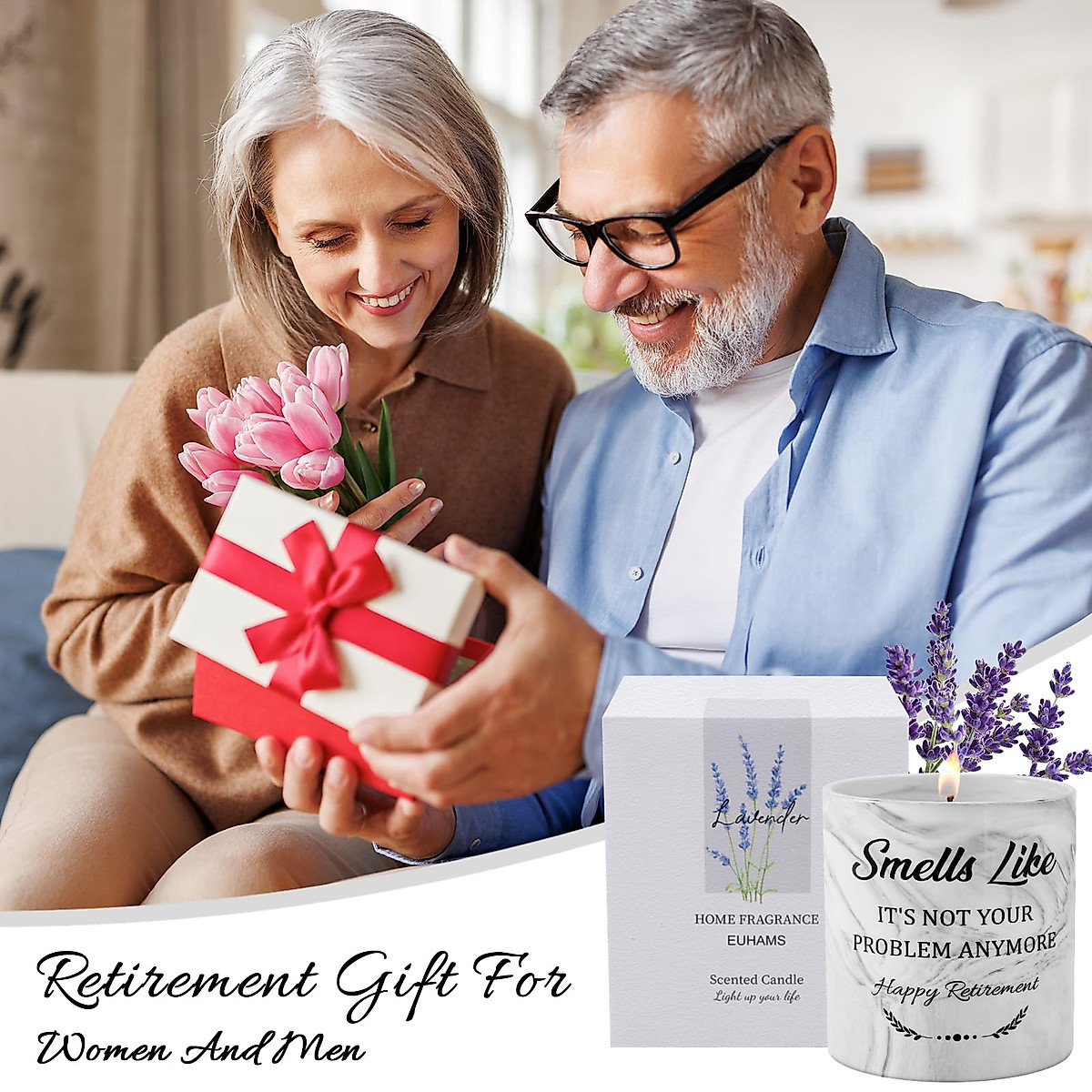 Retirement Gifts for Women - Happy Retirement Gifts 2024-Coworker Leaving Gifts-Farewell Gifts-Funny Retirement Gifts for Coworker, Boss, Teacher, Nurse, Bestie, Dad, Mom Retired-9.5 Oz Lavender