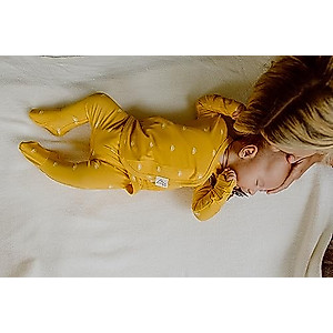 Bonsie Skin to Skin Babywear Footie Bodysuit - Baby Footed One Piece with Yellow Sun Pattern - Sunrise (Newborn)