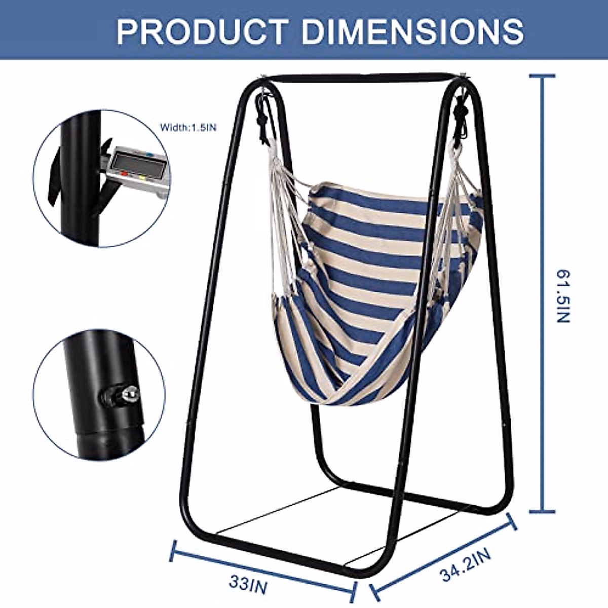 Hammock Chair with Stand, Heavy Duty Swing Stand and Chair for Indoor Outdoor Weather Resistant, Max Load 200 Lbs,for Swing Chair,Suitable for Indoor,Outdoor,Patio,Yard