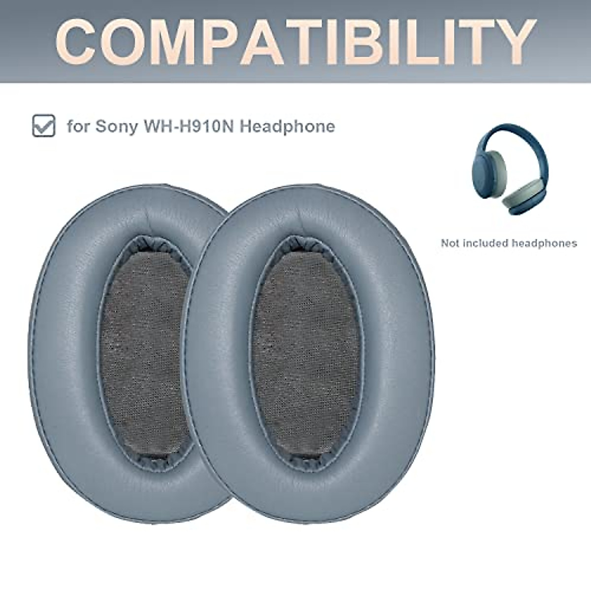 WH-H910N Replacement Earpads Quite-Comfort Protein Leather Headset Ear Cushions Ear Cups Compatible with Sony WH-H910N Headset (Blue)