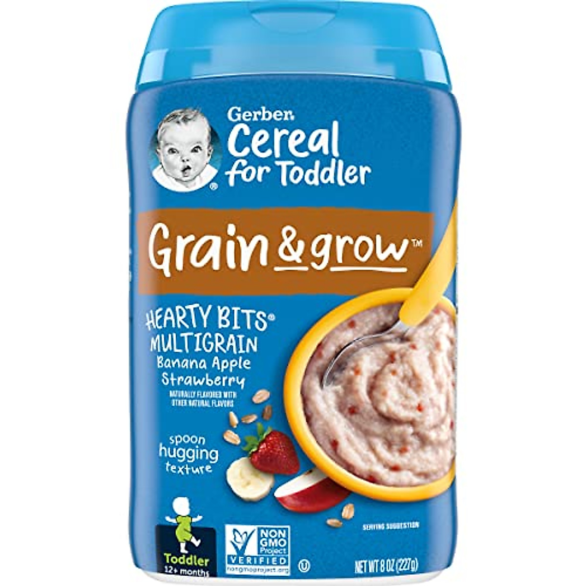 Gerber Baby Cereal Hearty Bits Multigrain Cereal Banana Apple Strawberry, 8 Ounce (Pack of 3)