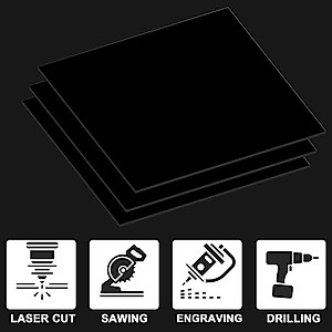 KEVJES Premium Glossy Black Cast Acrylic Plexiglass Lucite Sheets-1/8 Inch Thick (3mm) (2, 8x10 inch-3mm)