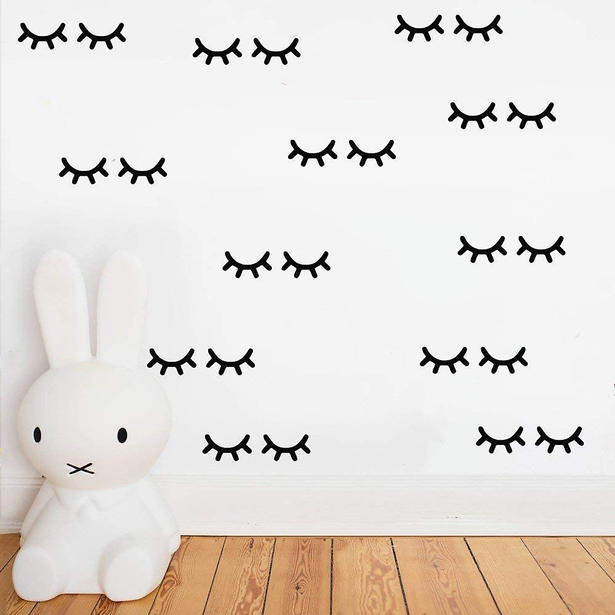 Cute Eyelashes Wall Decor Sticker Nursery Baby Room Closed Eyes Eyelash Wall Sticker Vinyl Art Decorative Wall Decal (Black)