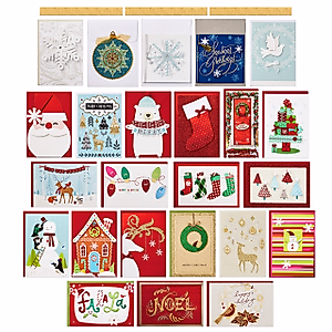 Hallmark Boxed Handmade Christmas Cards Assortment (Set of 24 Special Holiday Greeting Cards and Envelopes) (1XPX5156)