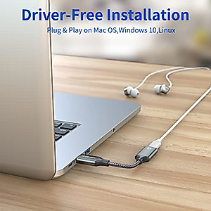 USB A to Lighting Audio Adapter Cable, Nylon Braided USB Male to Lightning Female Dongle Converter Support Volume Control Mic Compatible with MacBook Computer PC Headphone,Earphones, Earbuds, and More