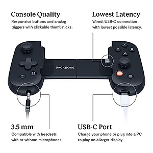 BACKBONE One Mobile Gaming Controller for Android and iPhone 15 Series (USB-C) - Turn Your Phone into a Gaming Console - Play Xbox, PlayStation, Call of Duty, Roblox, Minecraft, Genshin Impact & More