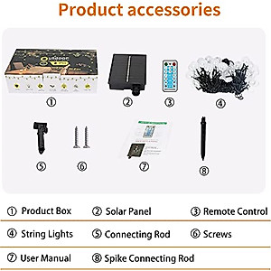 Solar String Lights Outdoor, 60 LED 36ft Crystal Globe Lights With Remote, 8 Modes Waterproof Solar Powered Patio Lights for Weeding, Garden, Lawn, Porch, Yard, Party, Xmas, Home Decor (Warm White)