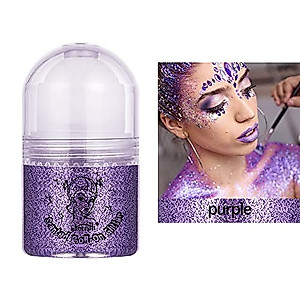 Roll On Body Glitter - Cosmetic-Grade, Easy to Use Holographic Body Glitter Gel for Body, Face, Hair and Lip, Sparkling Sequins Festival Glitter Makeup, Vegan & Cruelty Free (Purple)