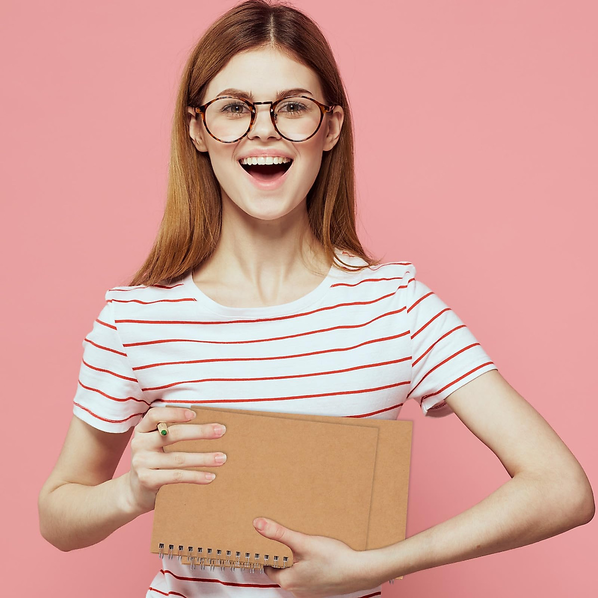 EOOUT 3 Pack Spiral Notebook College Ruled Notebook, 7.48 x 5.11 Inches Journal Soft Kraft Cover,100 Pages/ 50 Sheets for Students Office Business