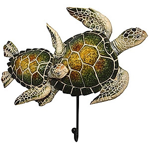 Comfy Hour 5" Polyresin Sea Turtles Decorative Wall Hanger for Home Decoration, Green, Ocean Voyage Collection