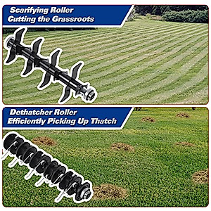 BILT HARD Dethatcher Scarifier Electric Powered, 12 Amp Copper Motor 13 inch Raking Width, 8 gal Thatch Bag, 2 in 1 Walk Behind Thatch Removing Machine for Lawn