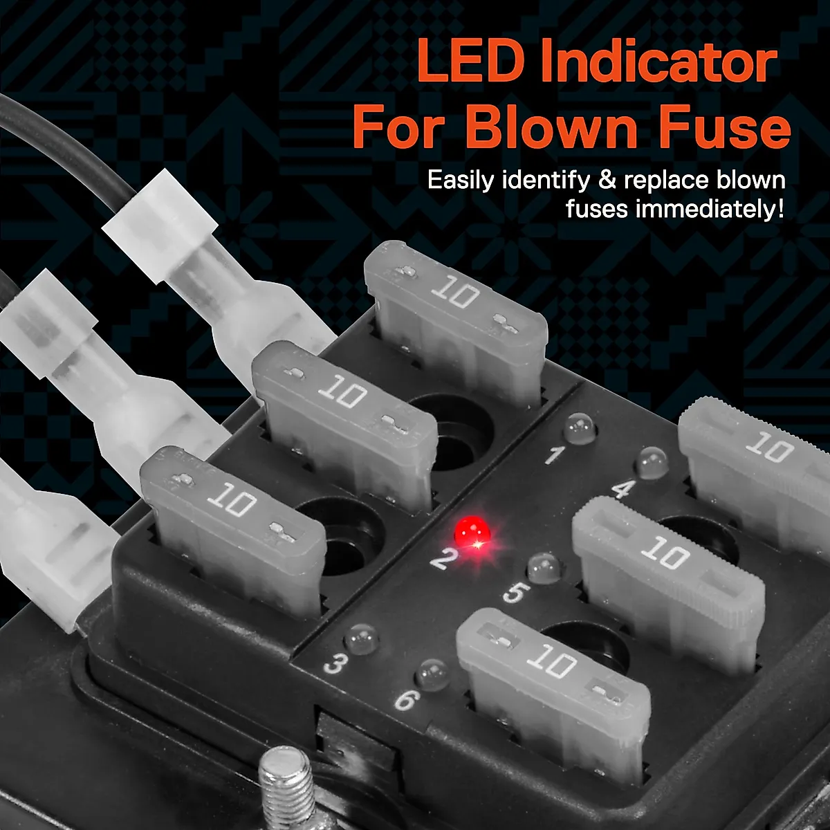 True Mods 6 Way Blade Fuse Box for Automotive [ATC/ATO Blade Fuses] [100 Amp][LED Indicator] [Protection Cover] [10-30V DC; 12V] Auto Marine Fuse Block