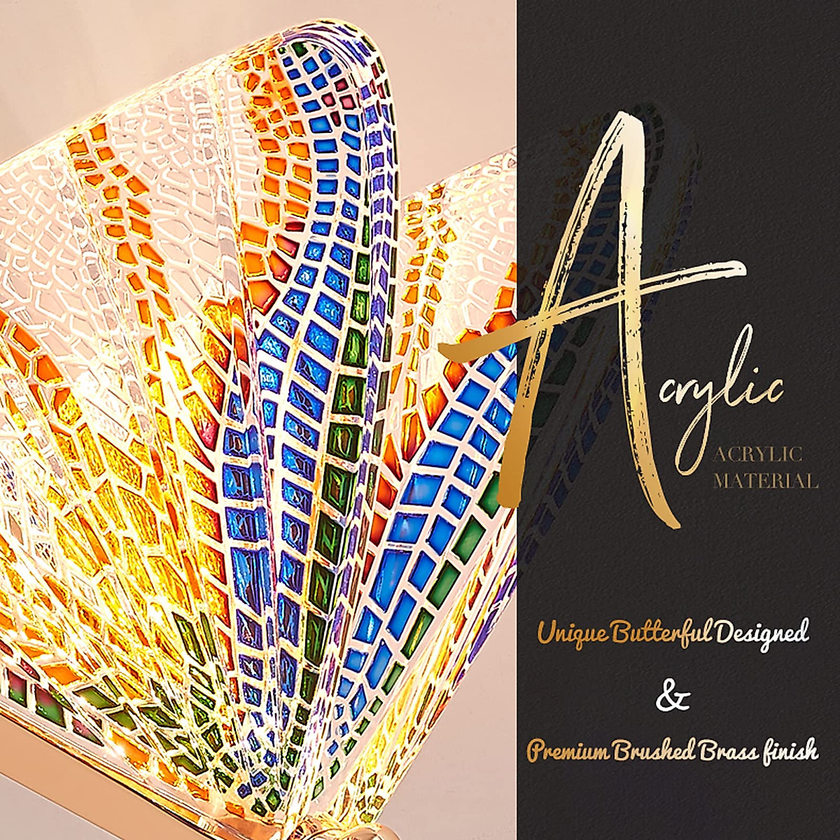 O'NEELDY Gold Butterfly, Decorative Goose Neck Design, 12W LED Standing Tall Lamp for Living Room, 4000K Warm White Energy-Saving Modern Floor Lamp for Bedroom Office, Acrylic