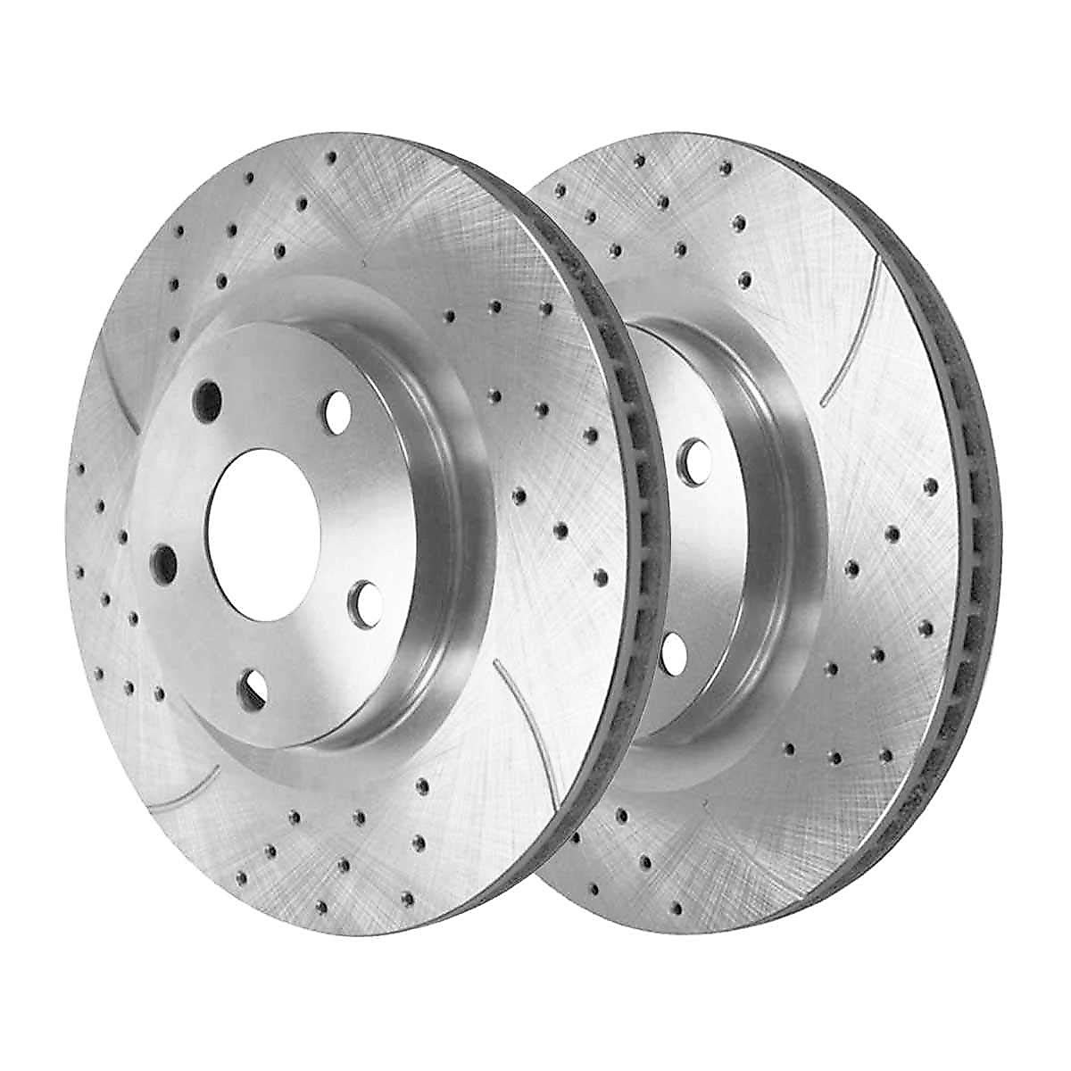 AutoShack Front Drilled Slotted Brake Rotors Silver Pair of 2 Driver and Passenger Side Replacement for 2009 2010 2011 Nissan Murano 2009-2014 2016-2023 Maxima 3.5L V6 AWD FWD PR41529DSZPR