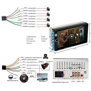 Double Din Car Stereo with Bluetooth and Backup Camera 7 inch HD Touchscreen Multimedia Car Audio Receivers Support FM USB TF Card AUX-in Mirror Link+Remote Control+Wireless Steering Wheel Control