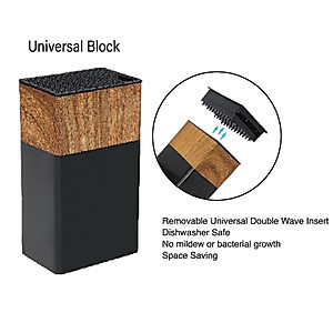 DecoSource Master Maison 7 Pieces Knife Set, High Carbon Steel, Full Tang Blade, Slim Design Universal Block, Dishwasher Safe, Kitchen Knife Sets With Universal Block