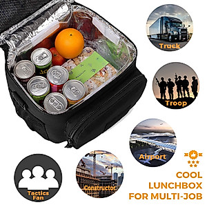 DBTAC Tactical Lunch Bag for Men Women, 12 Cans Insulated Lunch Box for Adult | 9L Leakproof Lunch Cooler Tote for Work Office Outdoor Travel | Soft Easy To Clean Liner x2, Black Camo