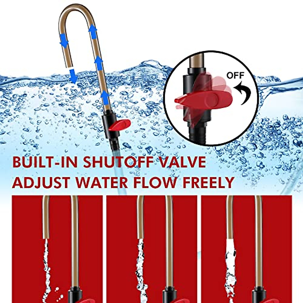 Dreyoo Aquarium Fish Tank Hook Water Changer, with Flow Switch, Quickly and Efficiently Helps Fill Your Water, Aquarium Vacuum Water Filler for Fish Tank, Suit for 1/2'', 5/8'' 3/4'' Hose