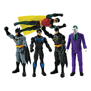 Batman Missions DC 6 Inch Action Figures | 5 Pack Includes The Joker, Grey Suit Batman, Black Suit Batman, Robin and Nightwing | 5 Point Articulation