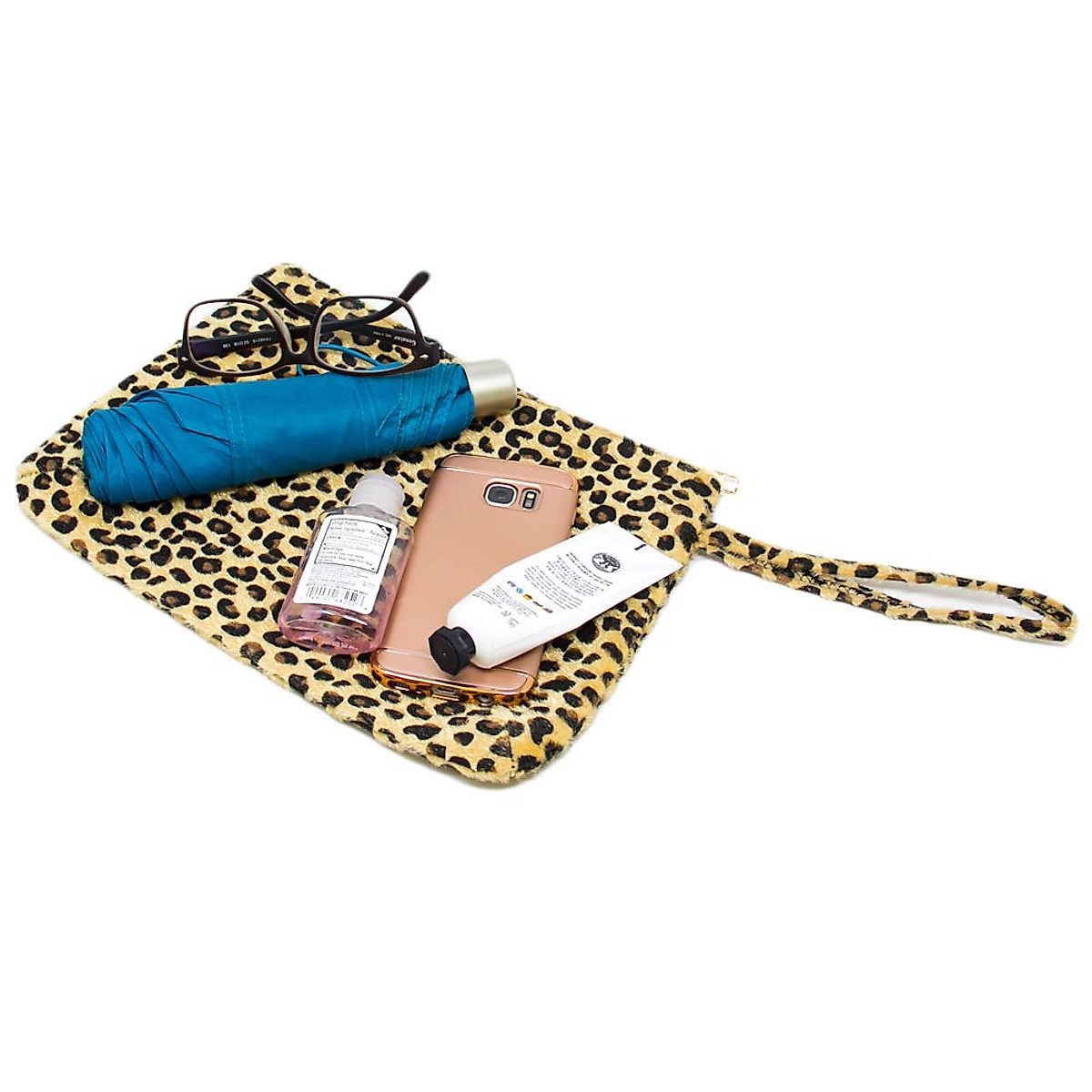 Me Plus Women's Clutch Pouch Wristlet Purse Bag Zipper Closure (2 Patterns) (Leopard-Beige)