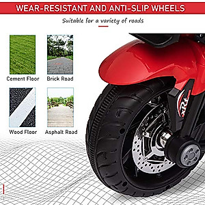 Aosom 6V Kids Motorcycle Ride-on Toy for Toddlers and Up to 8 Years Old, High-Traction Battery-Operated Ride-on Vehicle, Mini Motorbike for Kids, Red
