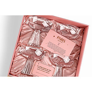 Paris Coupe Cocktail and Champagne Glasses for Daiquiri, Sidecar, Gimlet and Classic Bar Drinks | Modern Glassware Collection | Set of 4 | 8 oz Extra Light Contemporary Borosilicate Saucers