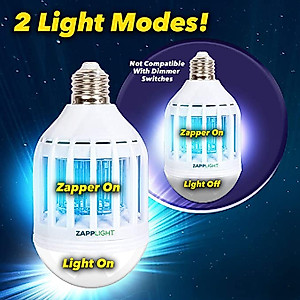2 PACK Bug Zapper Light Bulb 2 in 1 LED Electronic Light Trap for Fruit Flies, Mosquito, Bug, Insect and Fly Control Killer - Traps