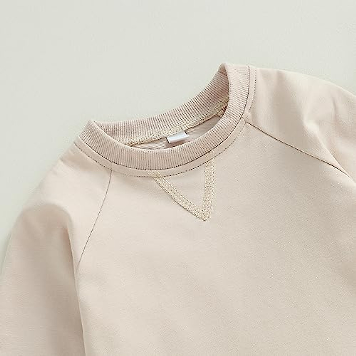 AEEMCEM Baby Boy Girl Clothes Toddler Fall Winter Outfits Solid Color Crewneck Sweatshirt and Jogger Pants Set (A-Beige, 2-3 Years)