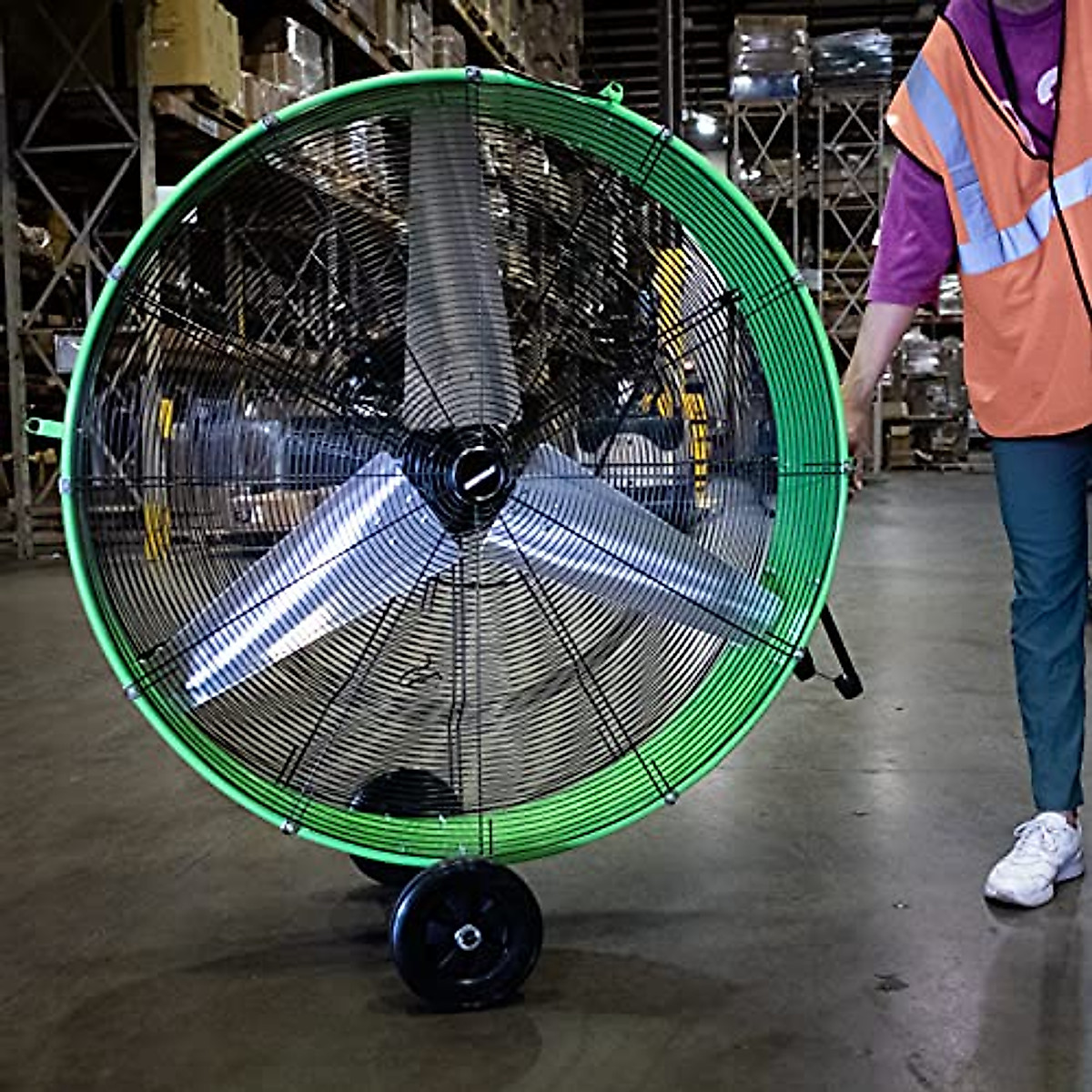 OEMTOOLS OEM24879 42" Direct-Drive Barrel Fan, Large Industrial Fan With Wheels, Metal Barrel Drum Fan, Industrial Fans, High Velocity Shop Fan For Garage, Commercial Fans for Warehouse, Fan On Wheels