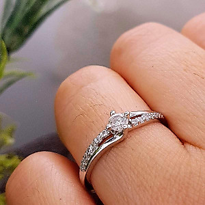 Dazzlingrock Collection 0.33 Carat (ctw) 10K Round Cut Diamond Bridal Wave Promise Engagement Ring 1/3 CT, White Gold, Size 6.5