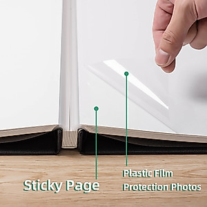 HenPisen Large Photo Album Self Adhesive Scrapbook Album for 4×6 5×7 8×10 Pictures DIY Magnetic Linen Cover Album 60 Pages for Family Wedding Gifts with Metal Pen and Plastic Board