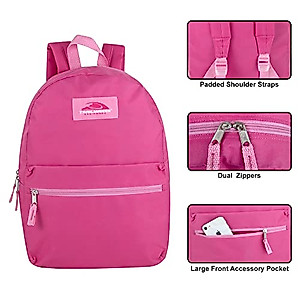 Trailmaker Classic 17 Inch Backpack with Adjustable Padded Shoulder Straps (Pink)