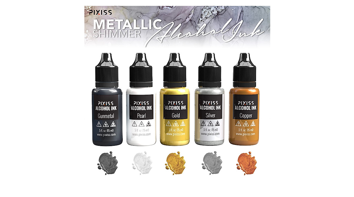 Metallic Alcohol Ink Set - Vibrant Metal Colors for Resin & Art
