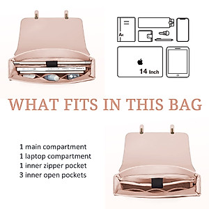 ECOSUSI Briefcase for Women Messenger Backpack PU Leather 14 inch Laptop Bag Satchel Computer Bag for College Business Travel