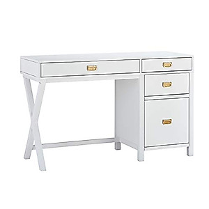 Linon White Modern Classic Side Storage Sadie Desk