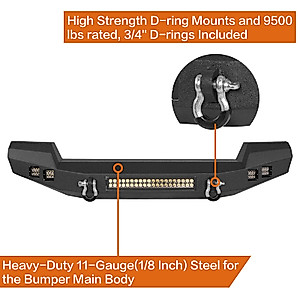 u-Box Front Bumper & Rear Bumper Combo for Jeep Wrangler JK 2007-2018 Textured Black Steel Bumper w/Spare Tire Carrier & 120W LED Light Bar & Receiver Hitch