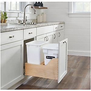Rev-A-Shelf 4WCSC-1835CKGR-2/35 Qrt Soft-Close Full-Extension Pull-Out Waste Container w/Odor Reducing Green Compost Bin