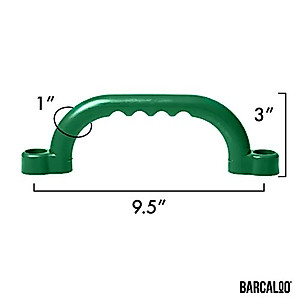 Playground Outdoor Swingset Safety Handle Accessories 4 Pack Color Combo Set – Set of 2 Green & 2 Yellow Grab Handle Safety Bars Equipment for Kids Jungle Gym, Tree House, Monkey Bars, and More