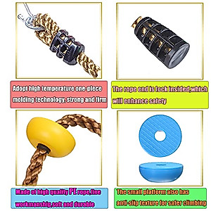 Tree Swing for Kids, Kids Disc Swing Climbing Rope with Platforms Indoor and Outdoor Backyard Playground Playset Accessories with Tree Swing Hanging Strap