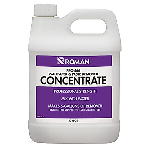 ROMAN 202221, Concentrate (32 oz), Perforating Scoring Tool, and Angled Scraper for Home Improvement-Yields 5 Gallons (1500 sq. ft Coverage) Wallpaper Remover Kit, Blue