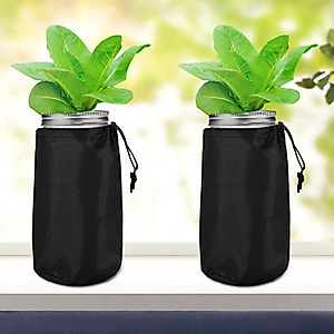 12Pcs Kratky Lids Wide Mouth Hydroponic Cover Lids, Kratky Mason Jar Lids with 12Pcs Kratky Blackout Sleeves Kratky Lid Insert Hydroponic Lids Kratky Hydroponics Supplies with Hole for Mason Jars