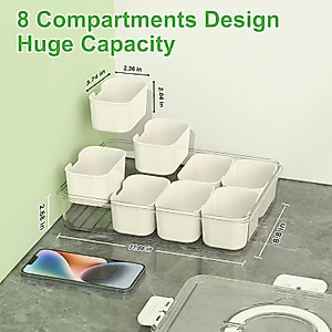 𝟮 𝗣𝗮𝗰𝗸 Divided Serving Tray with Lid and Handle, 8 Compartments Portable Snackle Box Container for Fruit, Veggies, Clear Snack Containers for Kids and Adult, Perfect for Travel, Camping, Picnic