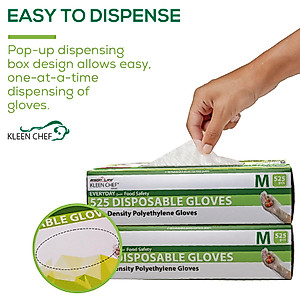 KLEEN CHEF 1050 PCS Plastic Disposable Gloves Medium | Clear Disposable Gloves for Food Prep, Cooking, Cleaning, Food Handling