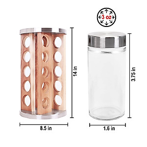 Orii 20 Jar Spice Rack with Spices Included - Tower Organizer for Kitchen Spices and Seasonings, Free Spice Refills for 5 Years (Natural Acacia Wood)