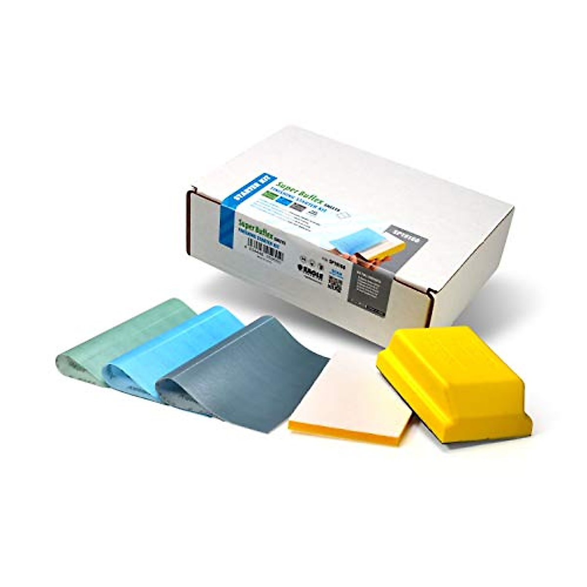 Super Buflex Flexible Polishing Sheets Starter Kit, SP19160, K2000 - K3000, 15 Sheets + 1 Interface Pad + 1 Hand Block